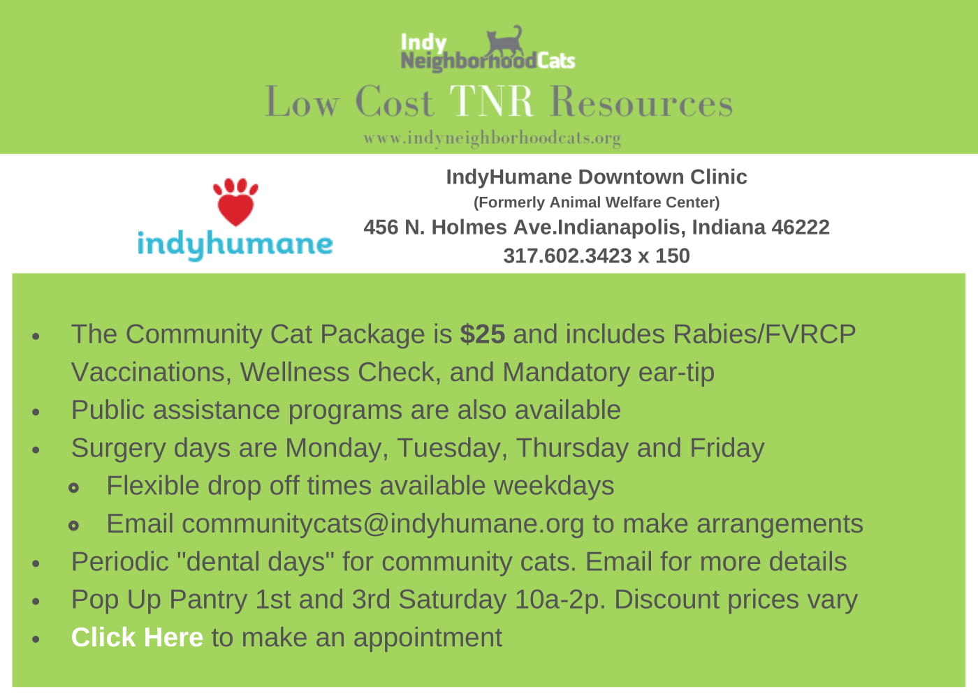 TNR Clinic Resources – Indy Neighborhood Cats